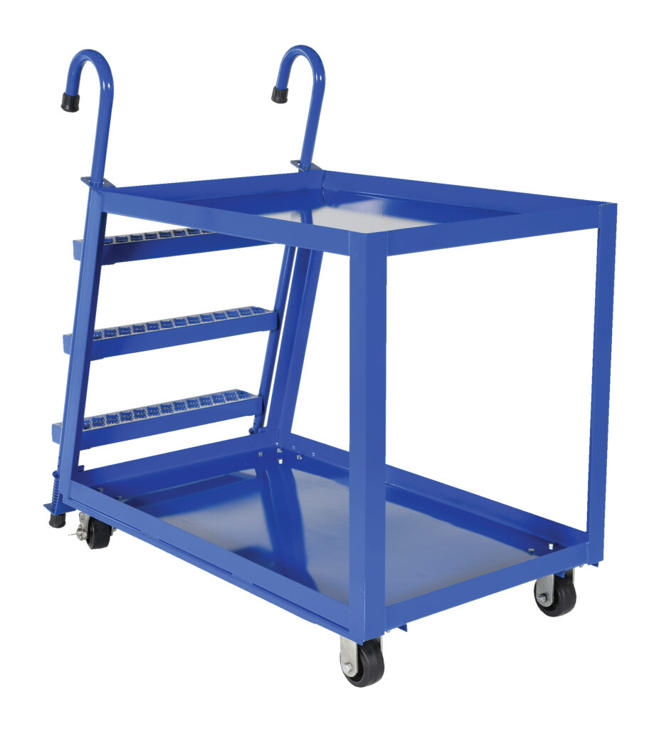 Vestil Steel Stock Picker 2 Shelf with Mold On Rubber Casters 51-3/4 In ...